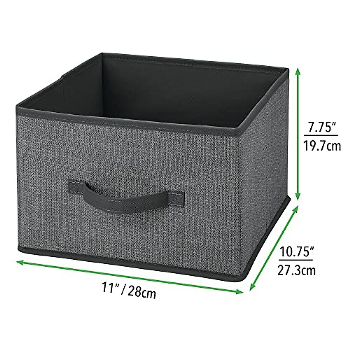 mDesign Fabric Bin for Cube Organizer - Foldable Cloth Storage Cube - Collapsible Closet Storage Organizer - Folding Storage Bin for Clothes and More - Lido Collection -10 Pack - Charcoal Gray/Black