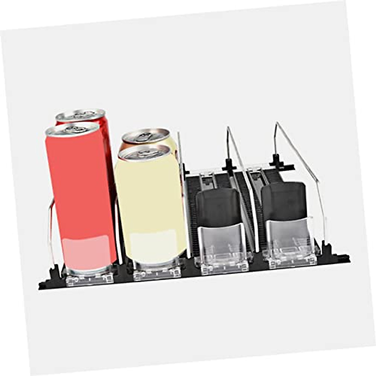 FELTECHELECTR Refrigerator Beverage Shelf Drink Dispenser Fridge Organizer 2pcs Drink Pusher Black Pulley Abs Air Curtain Cabinet Vending Machine Beverage Dispenser Fridge Drink Pusher