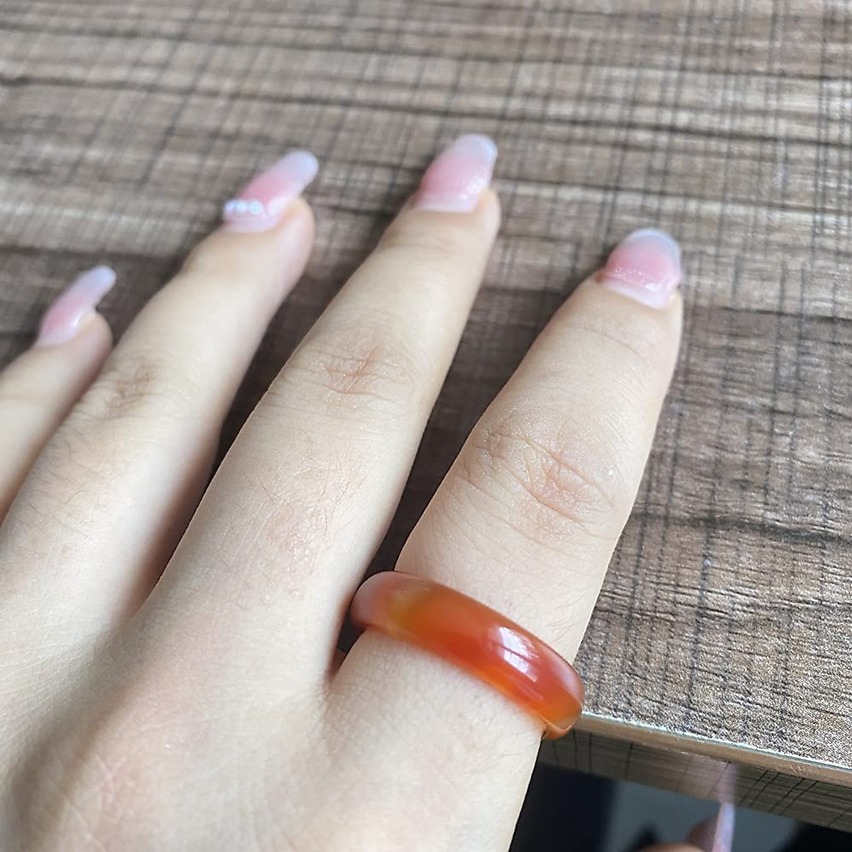 ZZ ZINFANDEL Carnelian Crystal Rings Natural Carnelian Gemstone Band Ring for Women Carnelian Smooth Round Donut Ring