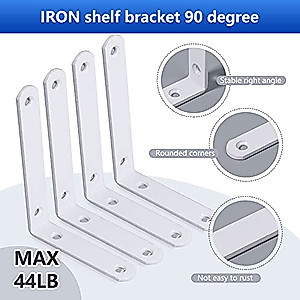 4 Pcs Shelf Bracket,5 Inch White Floating Shelf Bracket Heavy Duty Meta Walll L Bracket for Floating Shelf Bracket - Wall Mounted Support for DIY with Screws
