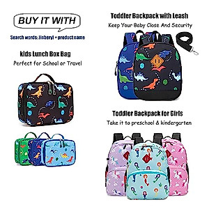 JinBeryl Toddler Backpack for Boys, 12 Inch Kids Dinosaur Backpack for Preschool or Kindergarten, Light blue