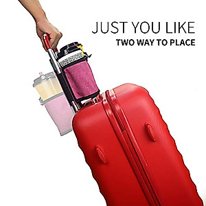 Luggage Travel Drink Bag Cup Holder Free Your Hand for Drink Beverages Caddy Coffee with Backpack Fits All Suitcase Handles (Pink)