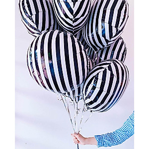 12 Pack 18 Inch Striped Balloons Helium Foil Mylar Black and White Striped Balloons for Black&White Themed Birthday Baby Shower Ceremonies Holiday Parties Decorations Supplies
