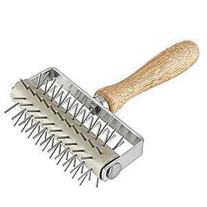 EVEDMOT Pizza Dough Docker Roller Stainless Steel, Pizza Pin Puncher Dough Hole Maker with Wood Handle, Docking Tool for Pizza Cookie Pie Pastry Bread