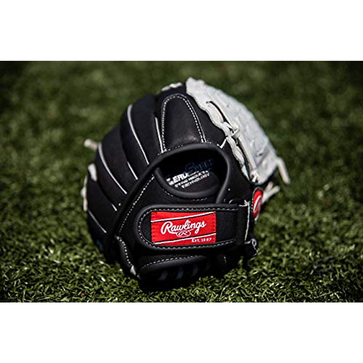 Rawlings | SURE CATCH T-Ball & Youth Baseball Glove | Right Hand Throw | 10.5" | Black/Grey