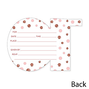 Big Dot of Happiness 10th Pink Rose Gold Birthday - Shaped Fill-In Invitations - Happy Birthday Party Invitation Cards with Envelopes - Set of 12