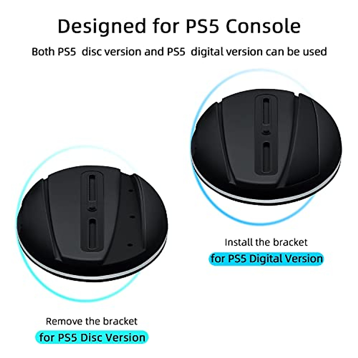 Tolesum RGB Vertical Holder Stand for PS5 Console, LED Light Base with 3 Extra USB Hub Docking Station Stand for PS5 Console - Black