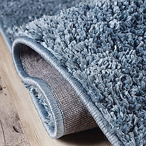 SUPERIOR Indoor Large Shag Area Rug with Cotton Backing, Ultra Plush and Soft, Fuzzy Rugs for Living Room, Bedroom, Office, Playroom, Kids, Home Floor Decor, Berlin Collection, 8' X 10', Blue