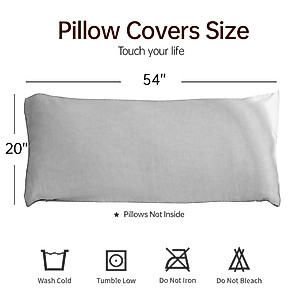 Simple&Opulence Body Pillow Cover 20" x 54",100% Pure Linen, Ultra Soft and Breatherable, Body Pillowcase with Envelope Closure for Adults (Light Grey)