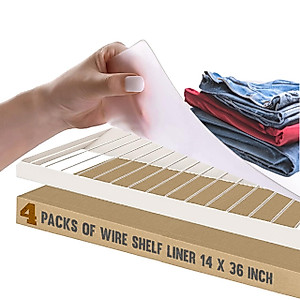 4 Pack of Shelf Liner Measure 11.75” x 47” which Fits 12" x 48" Wire Shelf and Closet Transparent, Clear Matte Finish, Durable, Non-Adhesive and Unrolled Flat Shelf Liners