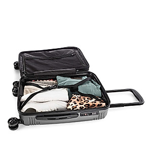 Bugatti Nashville Collection 20 Inch Hard Shell Spinner Carry On Bag for Airplanes, Hardside Expandable Suitcase with 360-Degree Spinner Wheels, Retractable Handle, Airline Approved, Charcoal