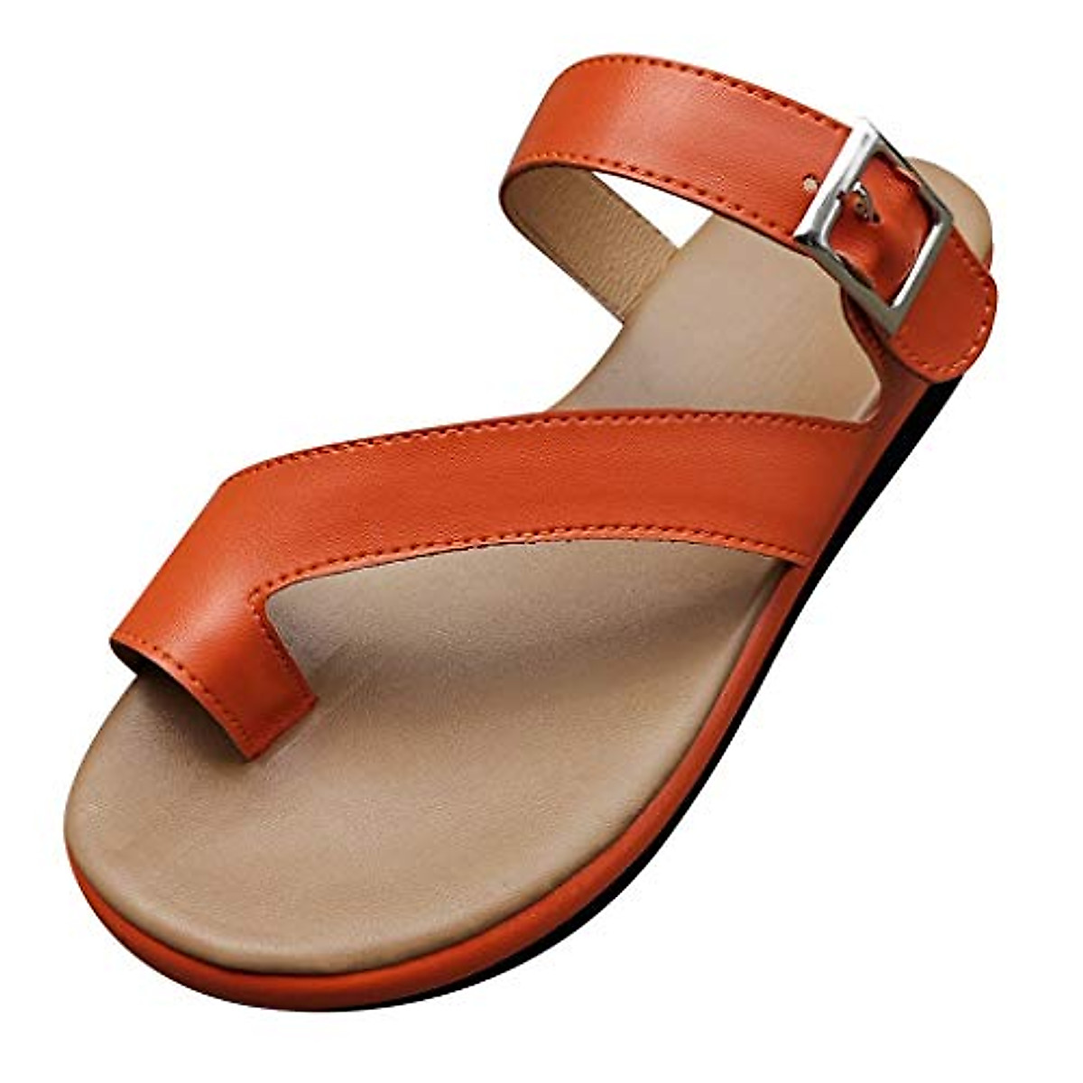 Sandals for Women Flat,Women's 2020 Toe Ring Comfy Platform Sandal Shoes Summer Beach Travel Fashion Slipper Flip Flops Orange