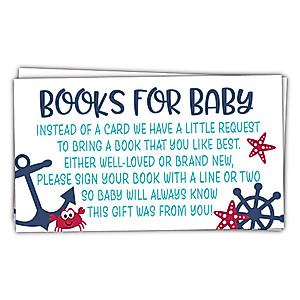 50 Nautical Books for Baby Shower Request Cards - Invitation Inserts - Gender Neutral