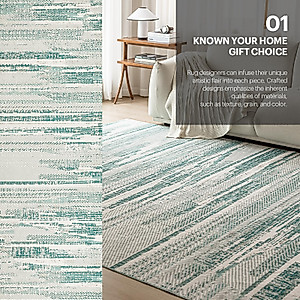 OMERAI Rug 5x7 Area Rug for Bedroom Washable Rug for Living Room Kitchen Dining Room Rugs Non-Slip Home Decor Carpet Faux Wool Rug Large Modern Art Ultra Soft Area Rug, Teal Green Vigorous