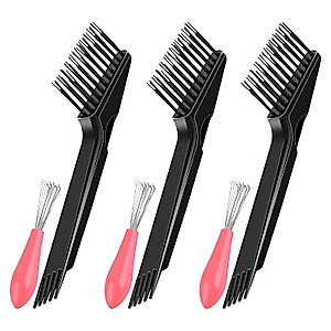WXJ13 6 Pieces Hair Brush Cleaner Hair Brush Cleaning Tool Comb Cleaner Brush Hairbrush Comb Cleaner Tool for Removing Hair Dust(Black, Pink, Plastic Handle Rake)