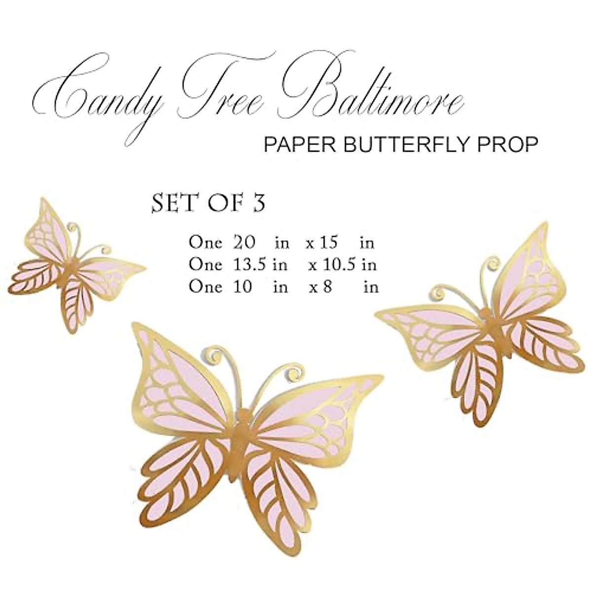 Large Butterfly Party Decoration paper Butterfly in 3 different sizes Giant butterfly Large Butterfly prop (Gold and Pink)