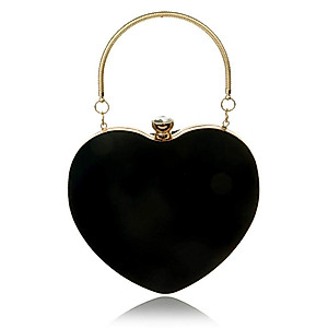 Womens Velour Heart Clutch Bag Vintage Shoulder Handbag Ladies Elegant Purse for Wedding Evening (Pink)