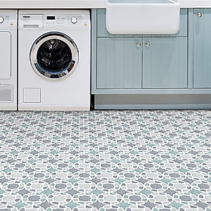 FloorPops Rajah Peel & Stick Floor Tiles, Blue
