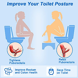 Squatting Toilet Stool for Adults, 6.5" Toilet Stool Squat Adult for Bathroom,Bamboo Potty Stool with Non-Slip Mat Toilet Step Stool - Halloween Decorations Healthy Gifts for Adults Kids Seniors.Brown