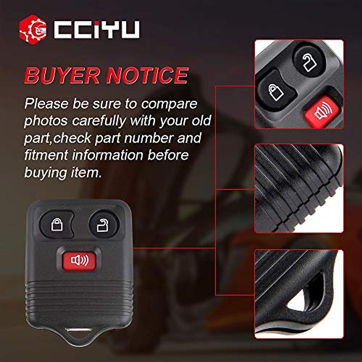 cciyu 4X Keyless Entry Remote Fob Case 3 Buttons Replacement for Ford for Lincoln for Mazda for Mercury (CWTWB1U212 CWTWB1U331 CWTWB1U345 GQ43VT11T)