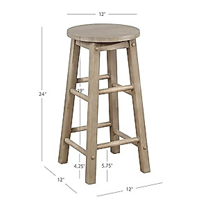Linon Zeke Grey Wash 24" Counter Stool with Round Seat