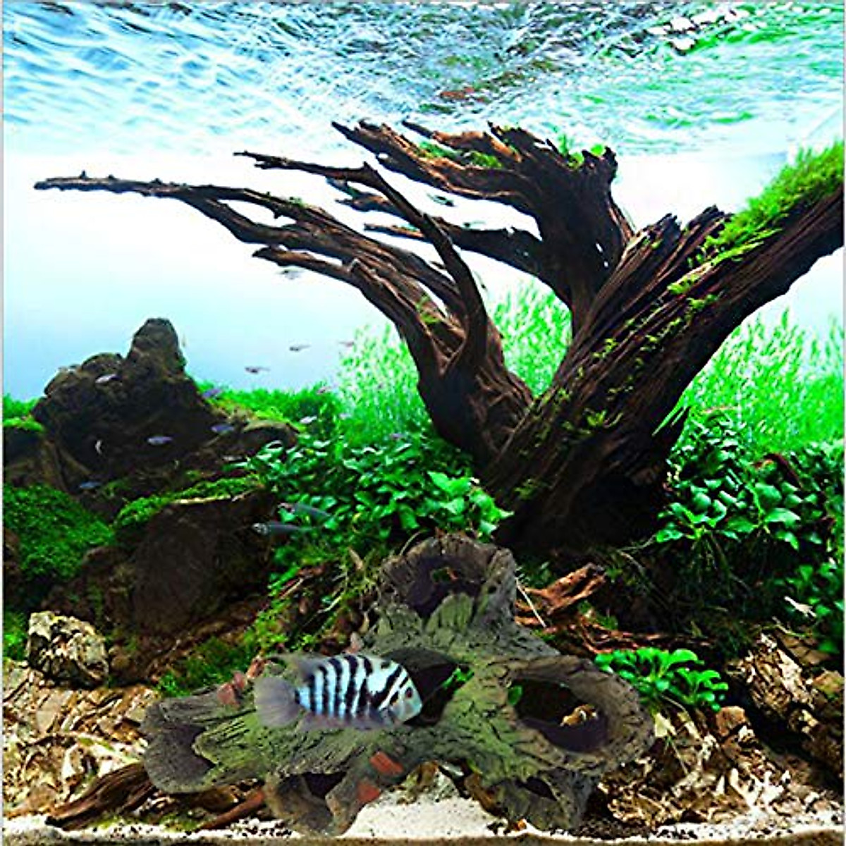 Hamiledyi 4Pcs Decaying Trunk Driftwood Aquarium Ornament,Small Resin Wood Trunk Aquarium Decoration Log,Tank Decoration for up to 20 Gallon Tank Betta & Fish Accessories Aquarium Cichlid Hideout Cave