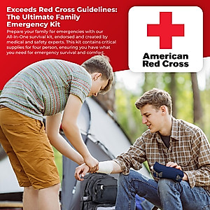 First My Family 4-Person Emergency Survival Kit with LifeStraw Water Filter - Disaster Preparedness Backpack with Hurricane and Earthquake Supplies, 72 Hour Survival Gear