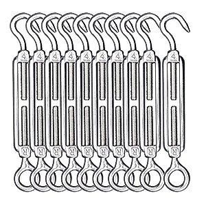 10Pcs M4 Turnbuckles,Alele Clothesline Tightener,Stainless Steel 304 Turnbuckle,Suitable for Tighten Taut Rope (M4 Turnbuckles 10 Pack New)