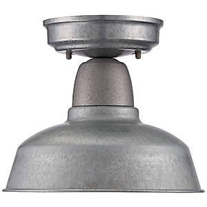 John Timberland Urban Barn Industrial Farmhouse Outdoor Ceiling Light Fixtures Set of 2 Galvanized Finish 8 3/4" for Exterior House Porch Patio Outside Deck Garage Front Door Garden Home Roof Gazebo