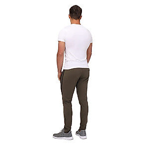 SCR SPORTSWEAR Men's Joggers Ultimate Flex Track Jogging Running Pants Mens Sweatpants Work Out Pant with Zipper Pockets 30/33/36 Tall Long Inseam (L/36L,KGR/B-K849)