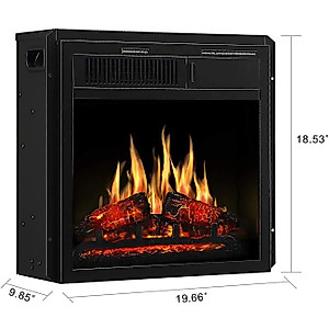 Antarctic Star Electric Fireplace Insert 18" Freestanding Heater Remote Control with 7 Log Hearth Flame Settings Adjustable Flame,1500w Black