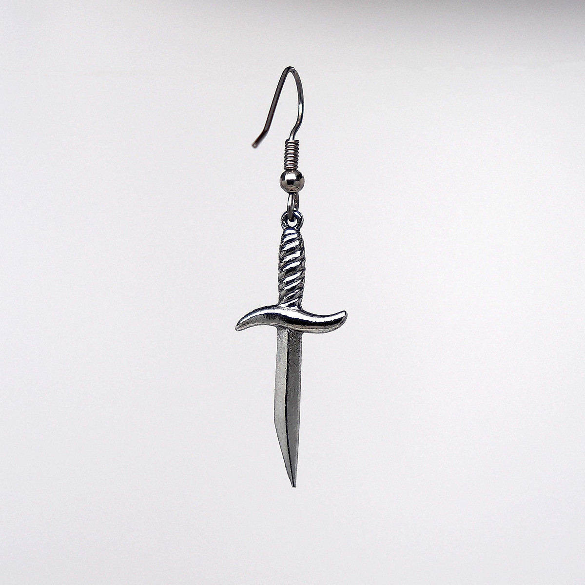 Gothic Dagger Sword Pirate Medieval Renaissance Silver Finish Dangle Earrings