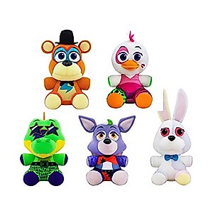 Five Nights at Freddy FNAF Security Breach Plush Set of 5 - Glamrock Freddy, Glamrock Chica, Montgomery Gator, Roxanne Wolf and Vannie
