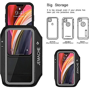 iPhone 13 Mini, 12 Mini Armband, JEMACHE Water Resistant Gym Workouts Running Phone Arm Band for iPhone 13Mini, 12Mini (Black)