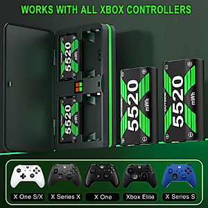 Controller Battery Pack for Xbox Series X/S, Rechargeable Battery for Xbox One/One S/One X/One Elite Controller Charger Batteries 4x5520mWh