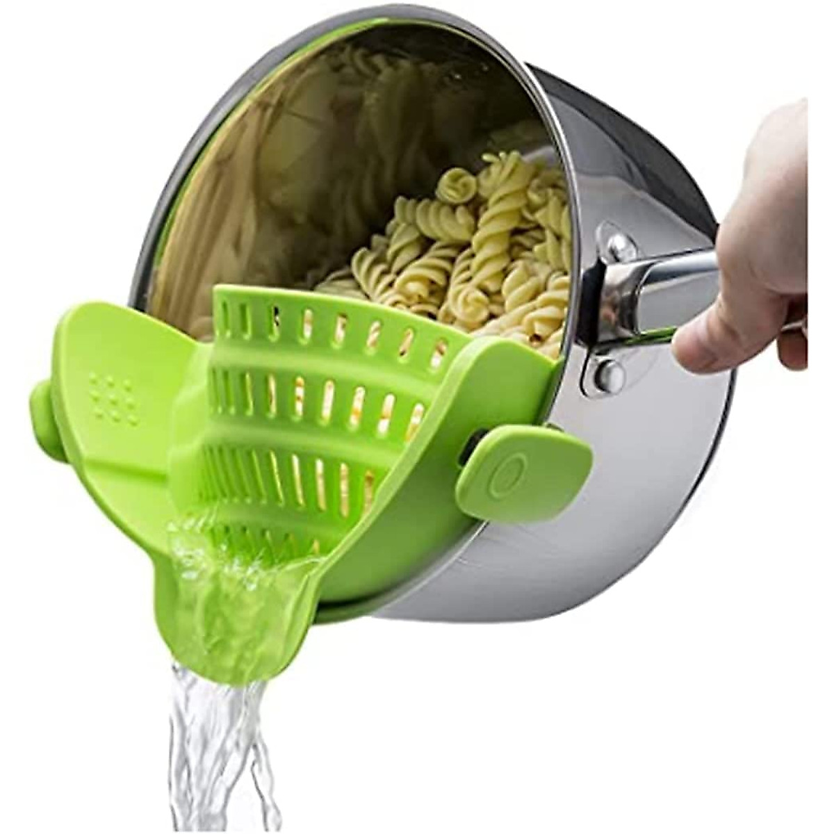 Gizmo Snap N Strain Pot & Pasta Strainer - Adjustable Silicone Clip On Strainer for Pots, Pans, & Bowls- Kitchen Gadgets, Noodle, Food, Gifts for Women, Green