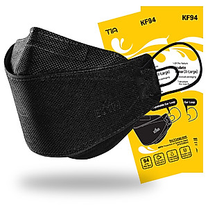 BOTN 10Pcs X-Large KF94 Protective and Safety Face Mask for Adult, 4-Layer Filter and 3D Design, Adjustable Strap and Premium Quality Made in Korea (Black)