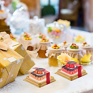 50 Pcs 3.5 Inch Mini Cake Box, Clear Plastic Mini Cupcake Box Muffins Box Cookies Dome Box Mooncake Box Small Single Muffin Dessert Containers Holder Wedding Birthday Gift Box Bonus 50 Pcs Stickers