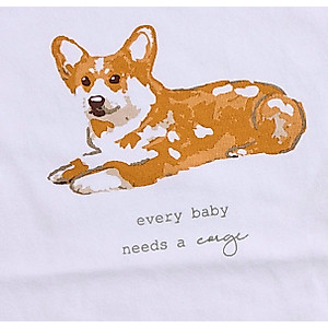 MUD PIE Baby Dog Breed Bodysuit and Bib Set, Corgi, 0-6 Months