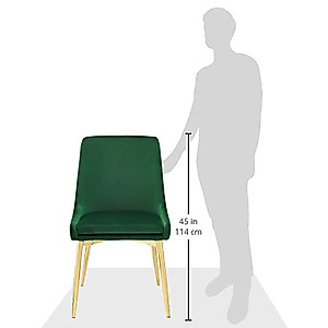 CangLong Upholstered High End Velvet Dining Chair with Metal Legs for Kitchen, Dining, Living, Guest, Bed Room Side Chair, Set of 2, Green