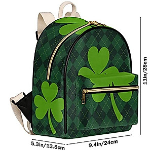 St. Patrick's Day Mini Backpack Purse for Women Shamrocks Clovers Paid Small PU Leather Designer Ladies Shoulder Bag Travel Fashion Daypack