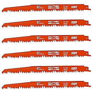 HAUTMEC 9 Inch Reciprocating Saw Blades,Sawzall Blades,Pruner Saw Blades 6 Piece Set for Wood and Trimming Cutting HT0167-CT