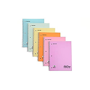 Mintra Office Spiral Notebooks - Pastel, College Ruled, 6 Pack, For School, Office, Business, Professional,70 Sheets
