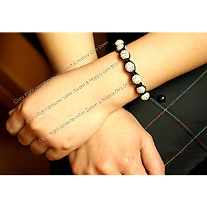 Shamballa Style Jewelry 7 Beads Purple Pave Sparkle Crystal Ball Hand-Woven Bracelet Adjustable 7 Beads