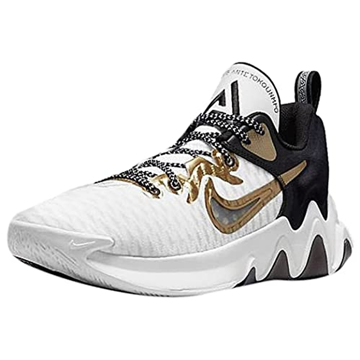 Nike Unisex-Adult Giannis Immortality Basketball Shoe, WHITE/METALLIC GOLD-BLACK, 11 UK