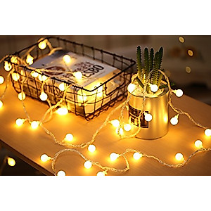 RaThun Globe String Lights 49 Feet 100 led,8 Modes Fairy Plug in Indoor String Lights for Bedroom,Classroom,Outdoor, Patio,Garden,Party,Wedding-Warm White