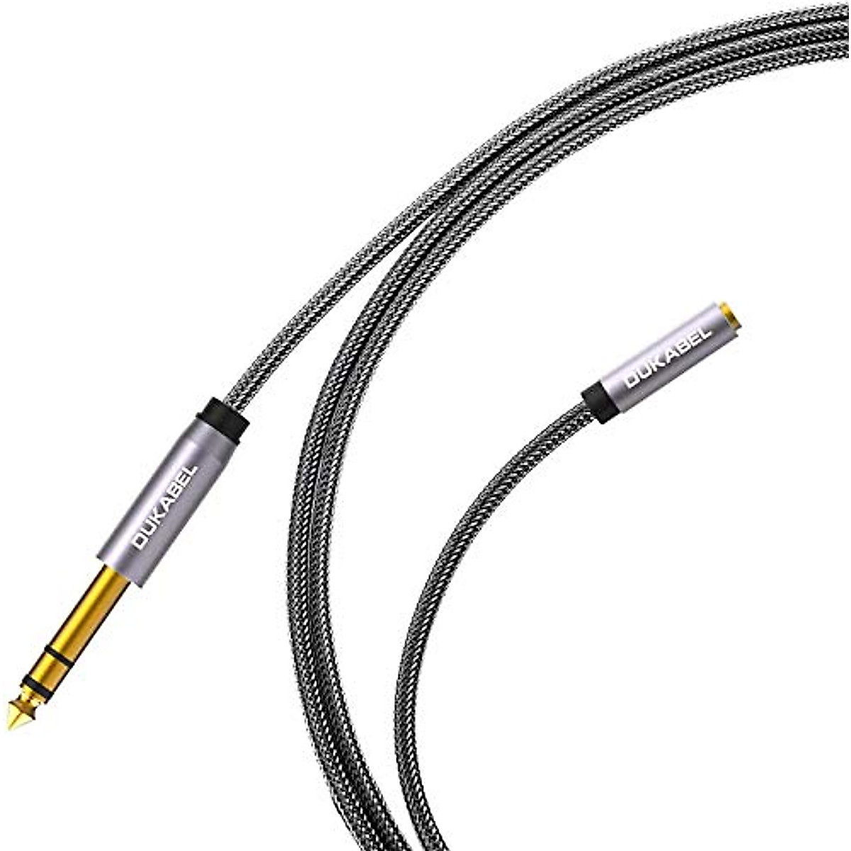 DUKABEL TopSeries Long 6.35mm (1/4 inch) to 3.5mm (1/8 inch) Headphone Jack Adapter -8ft (2.4m) 1/8 Female to 1/4 Male Extension Cable 3.5 to 6.35 for Mixer Guitar Piano Amplifier Speaker and More