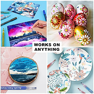 Metallic Marker Pens, Emooqi 20 Pack Paint Pens Comes with Metallic Markers, for Rock Painting, Mug, Ceramic, Glass, Fabric Painting, Water Based, Easter Ornaments DIY Craft Project