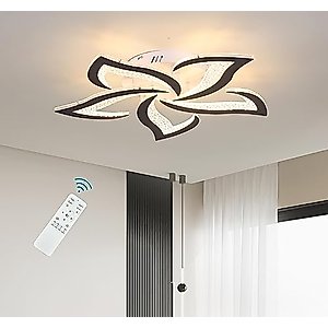 Garwam Modern LED Ceiling Lights,Black LED Dimmable Flower Shape Ceiling Light Chancelier,Flush Mount Ceiling Lamp Lighting fixture with Remote Control for Living Room Dining Room Hallway Kitchen(48W)