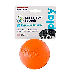 Planet Dog Orbee-Tuff Squeak Ball Orange Dog Fetch Toy